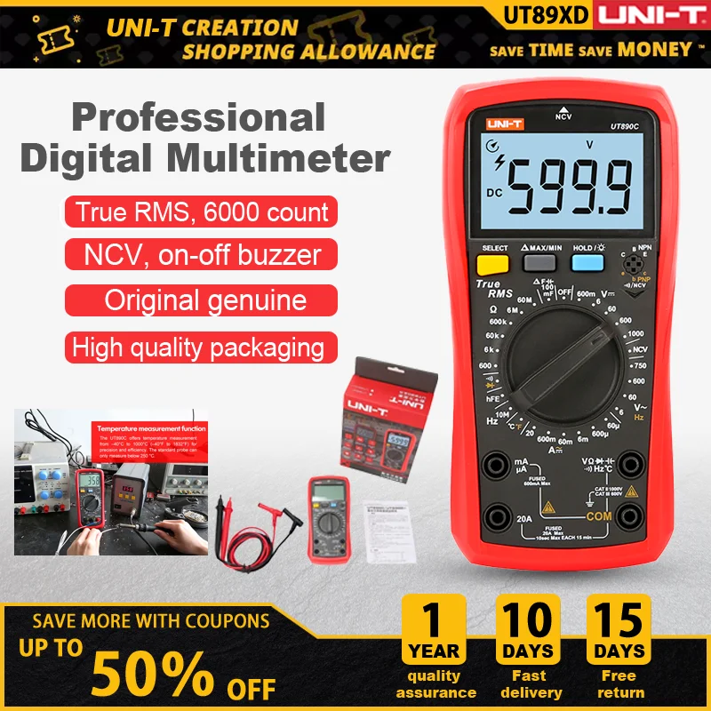 UNI-T-UNI-T-Digital-Multimeter-True-RMS-UT890C-UT890D-Manual-Range-AC ...