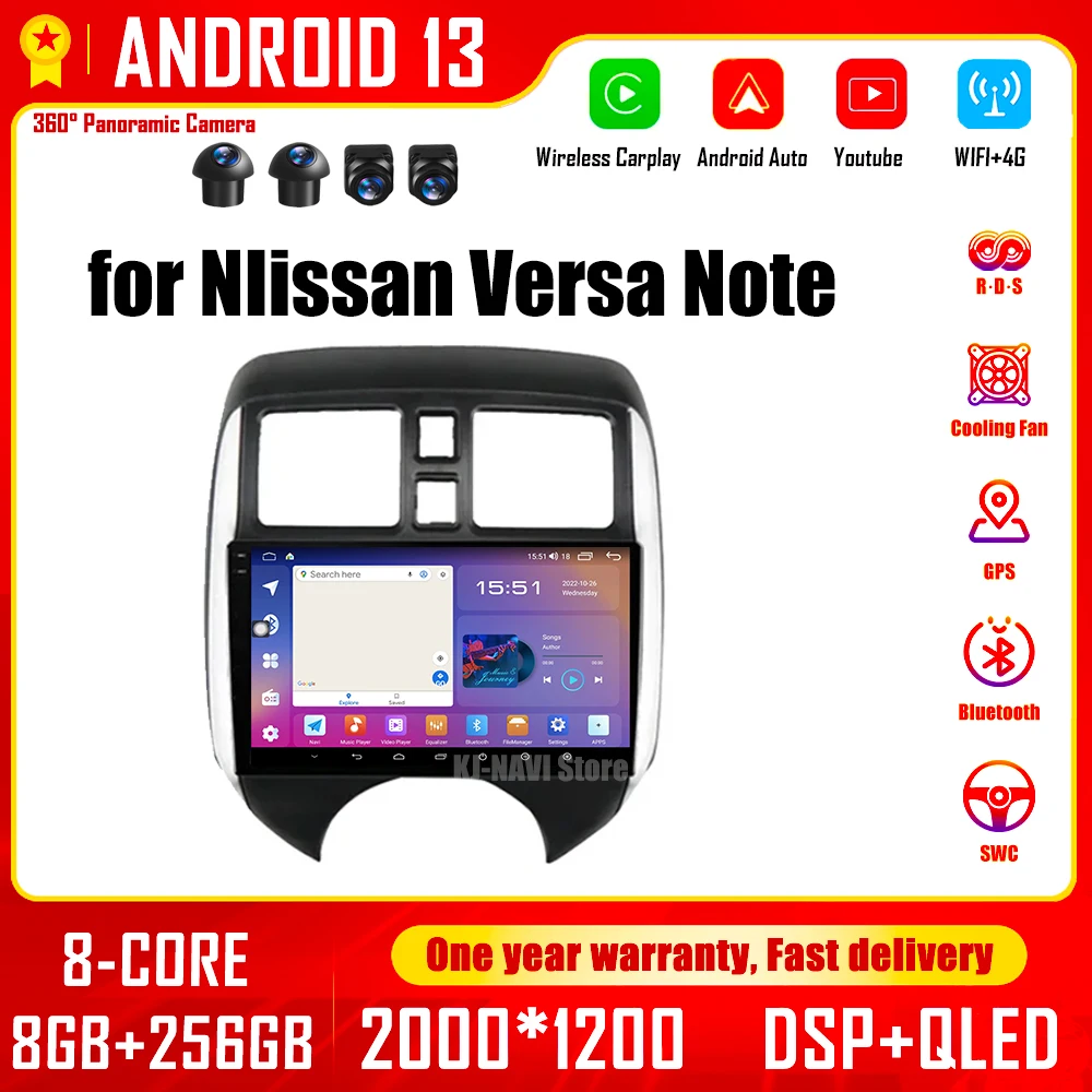 9 Inch Android 13 Car Radio Multimedia Player for Nissan Versa Note ...