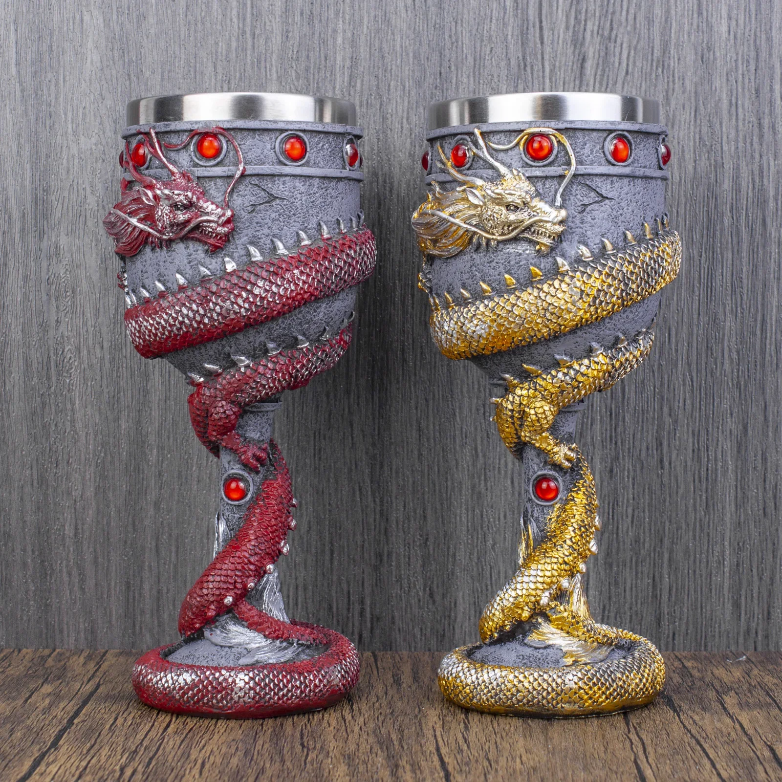 Mighty-Asian-Golden-Red-Dragon-Cup-copa-de-vino-de-resina-de-acero ...