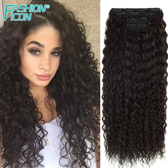 4Pcs/Set 28Inch Synthetic Hair Clip In Long Water Wave Hairpieces For ...