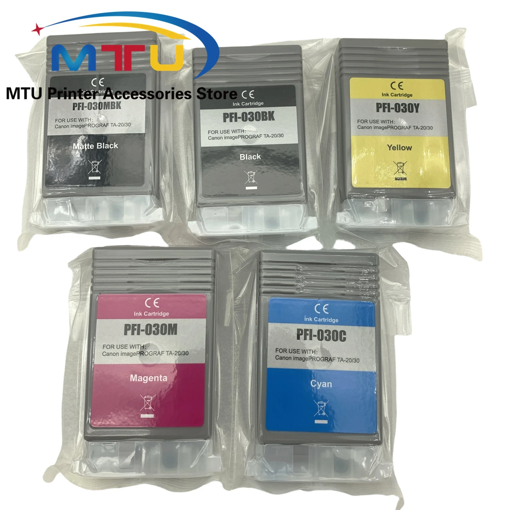 5 Colors PFI-030 Compatible Ink Cartridge with Pigment Ink for Canon ...