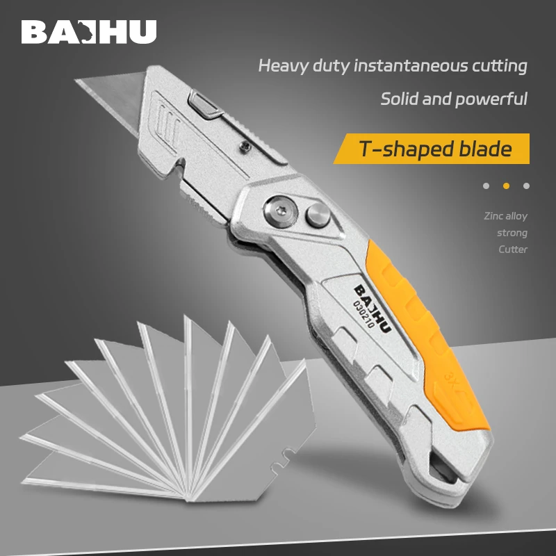 BAIHU-Heavy-Duty-Box-Cutter-Folding-Utility-Knife-Quick-Change-Blades ...