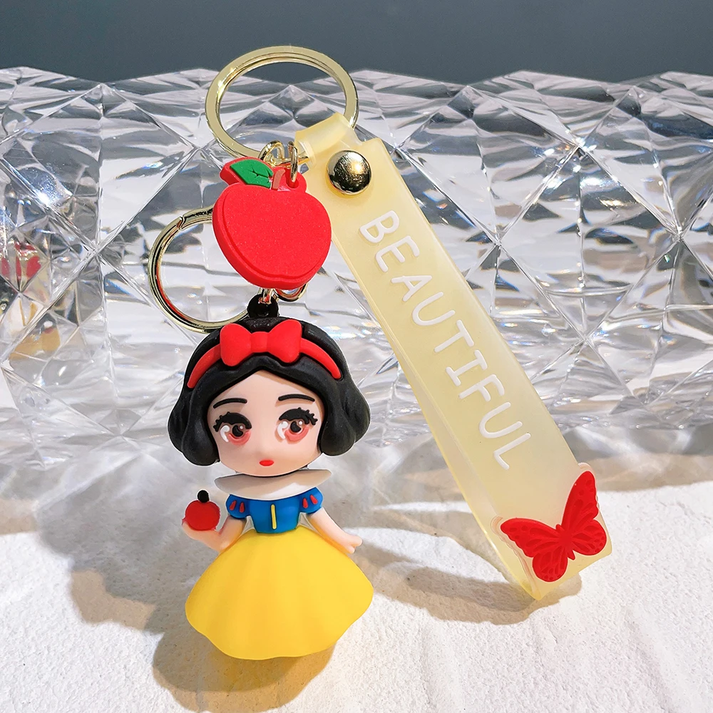 Disney Cute Cartoon Drop Glue Mermaid Princess Key Chain Lovely Snow ...