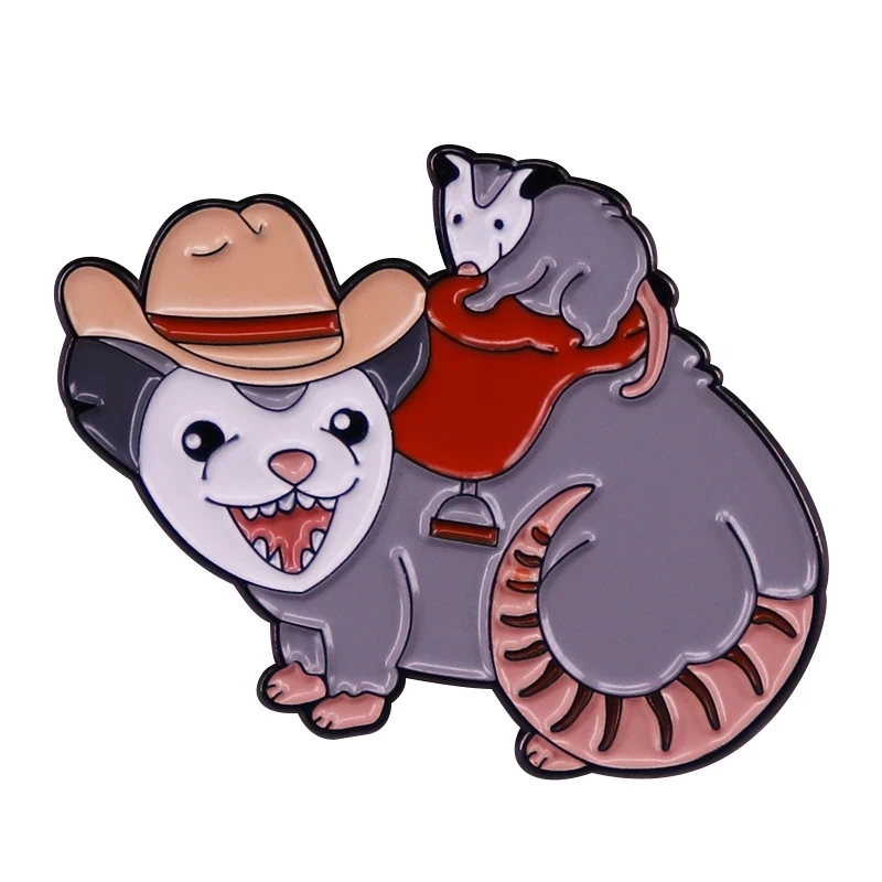 Cowboy-Possum-Father-and-son-Opossum-Badge-Soft-Lapel-Pins-Rodent ...