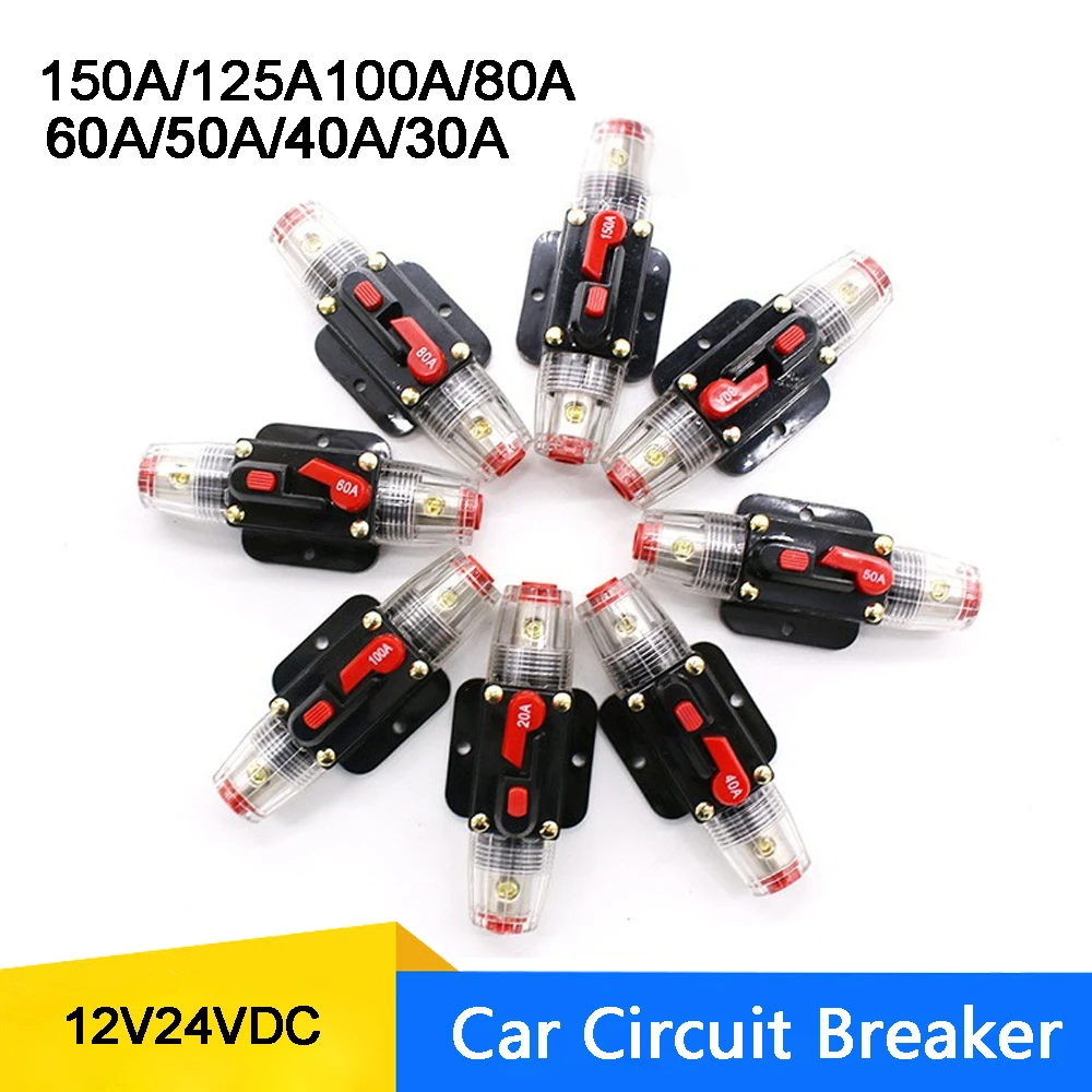 Circuit Breaker 20A 30A 40A 50A 60A 80A 100A 12V 24VDC Car Truck Audio ...