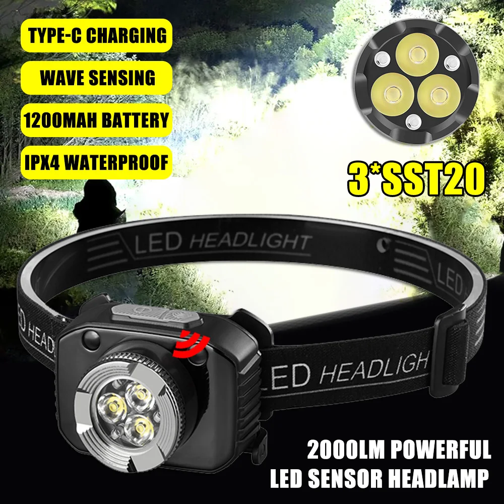 Mini-Powerful-LED-Sensor-Headlamp-Rechargeable-Head-Flashlight-Built-in ...