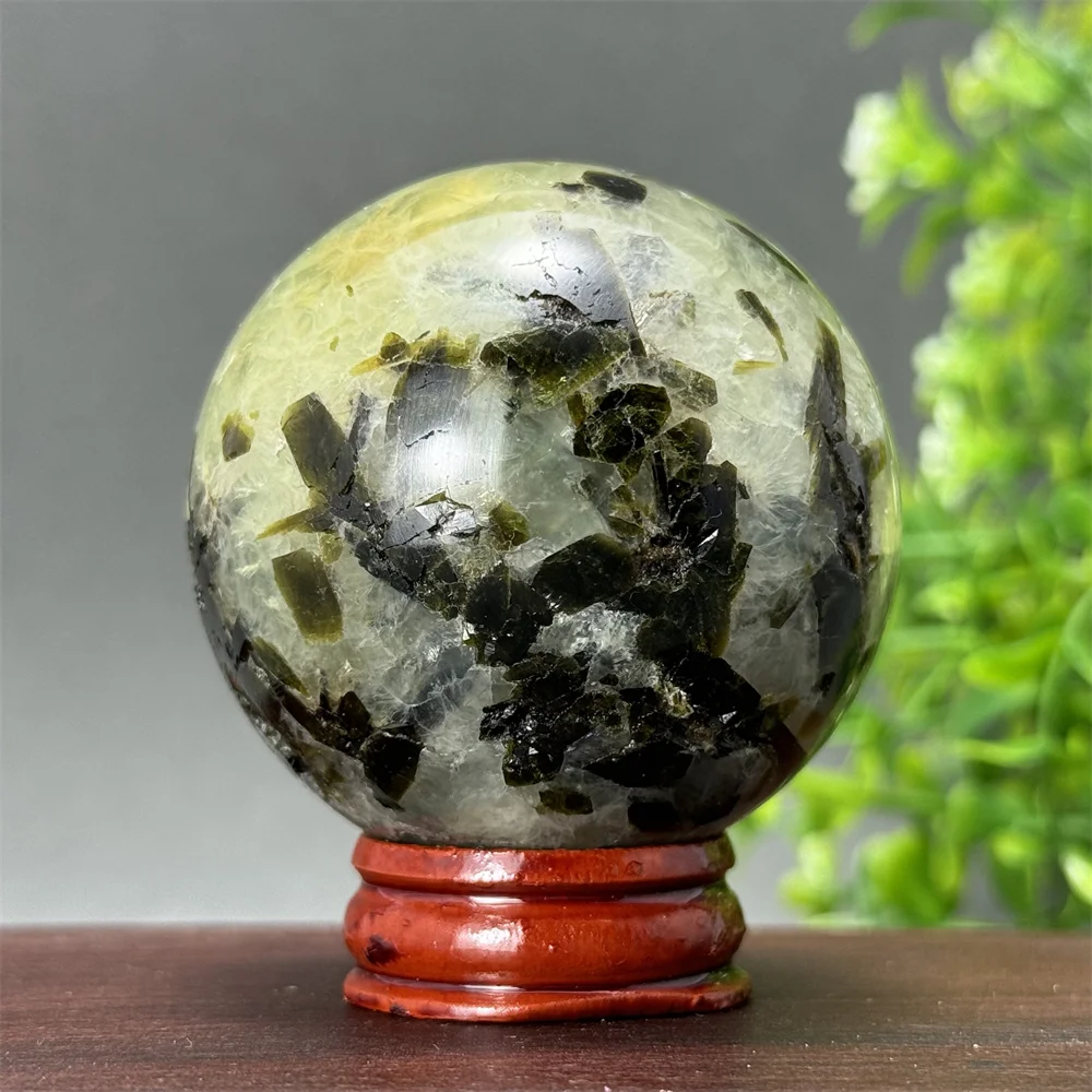 Natural Gem Green Grape Agate Geode Tourmaline Ball Energy Meditation ...