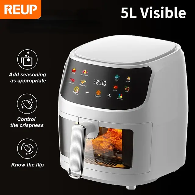 Air Fryer 5L Large Capacity Touch Screen Smart Fryers Household Multi ...