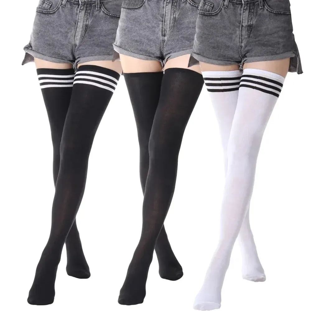 80cm-Extended-Pure-Color-Jacquard-Women-s-Thigh-High-Socks-For-Autumn ...