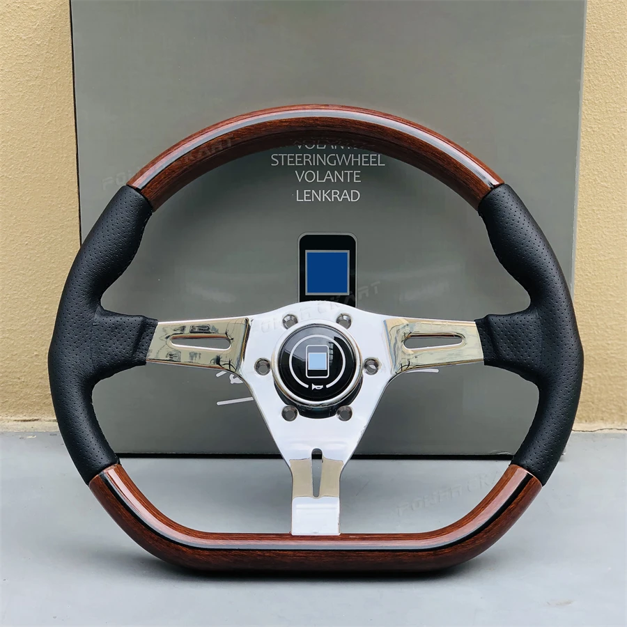 14inch-JDM-D-Shape-Wood-Steering-Wheel-Universal-Racing-Sport-Game ...