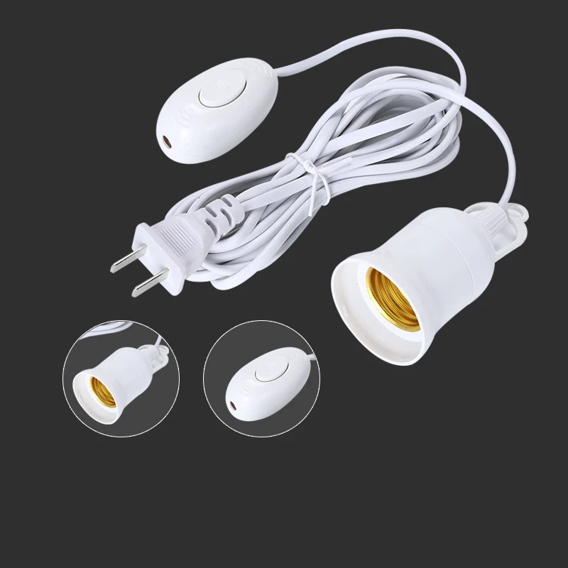 2M-4M-Lamp-Base-Holder-Power-Cord-Cable-E27-US-Hanging-Pendant-LED ...