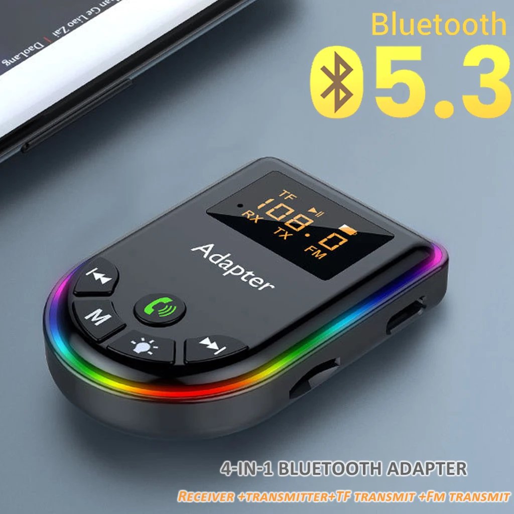 Bluetooth 5.3 Transmitter Receiver LED Display TF Card Play RCA 3.5mm ...