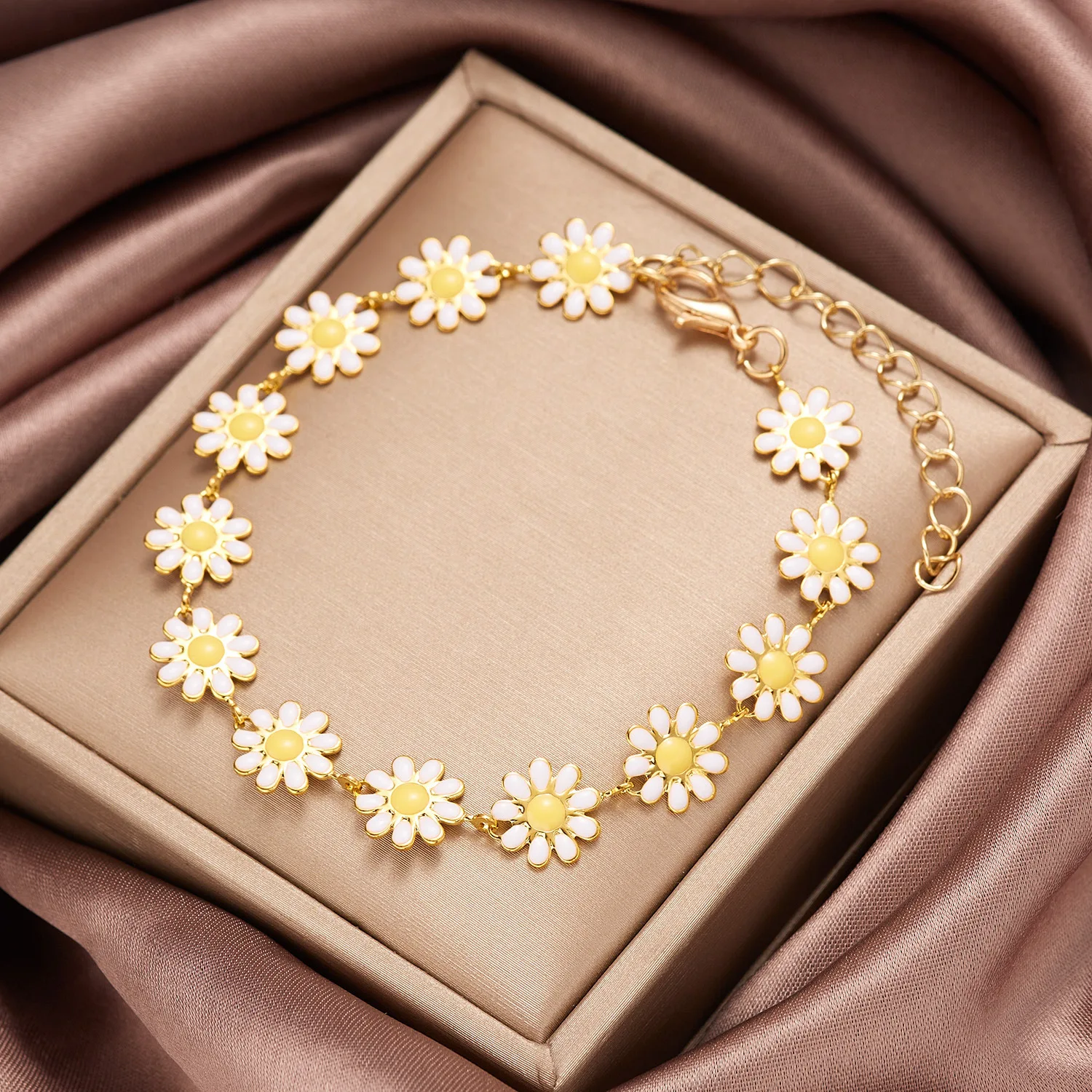 Fashion-Korean-Sweet-Daisy-Flower-Bracelets-for-Women-Girls-Minimalist ...