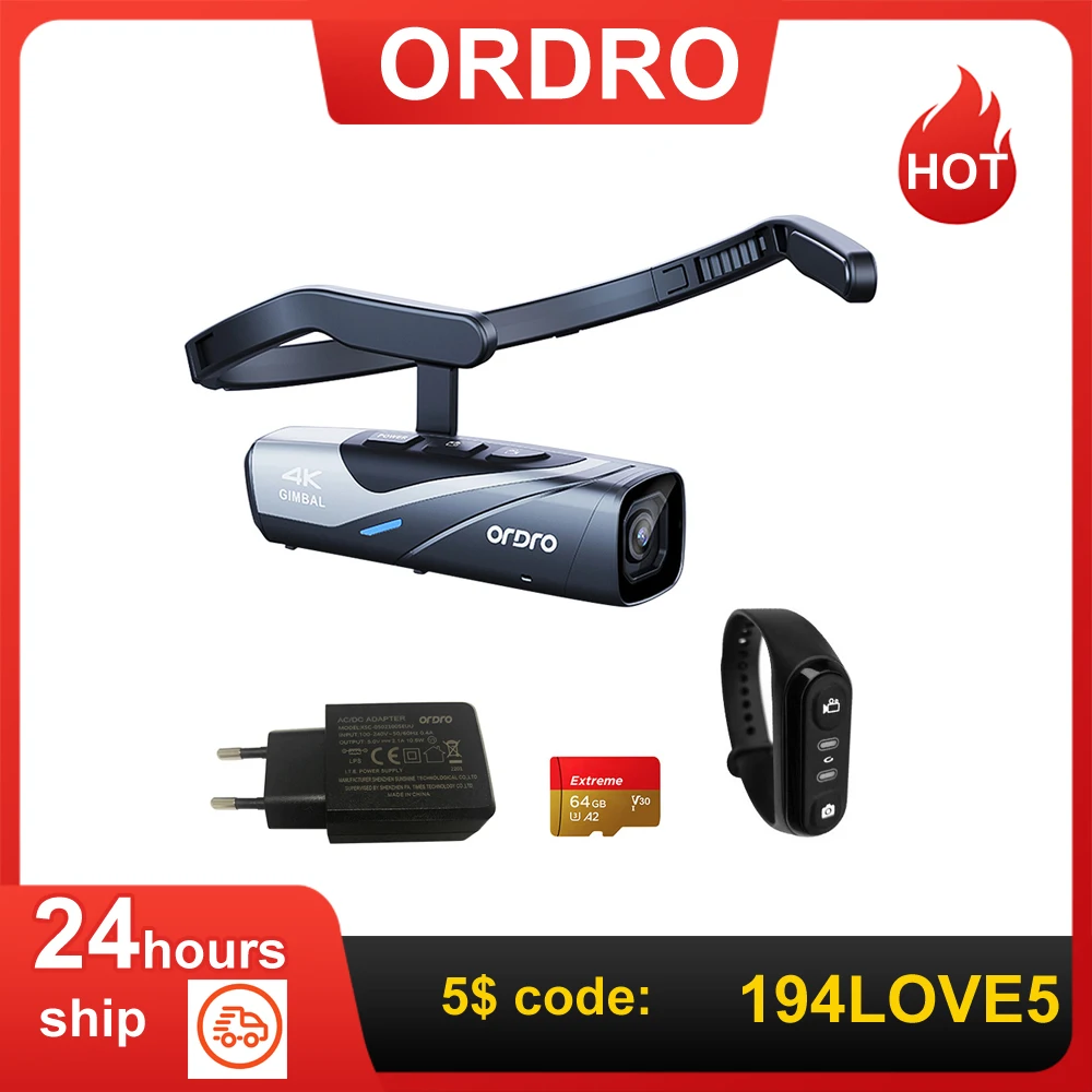 Ordro ep8 cabeça montada 4k 60fps youtube vlog câmera de vídeo wifi fpv ...