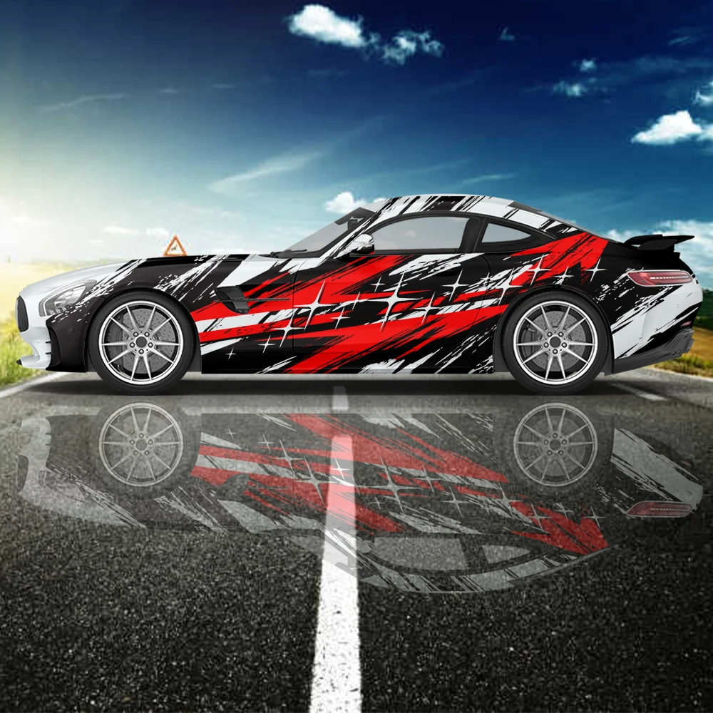 stars and stripes car sticker side door modified racing car packaging ...