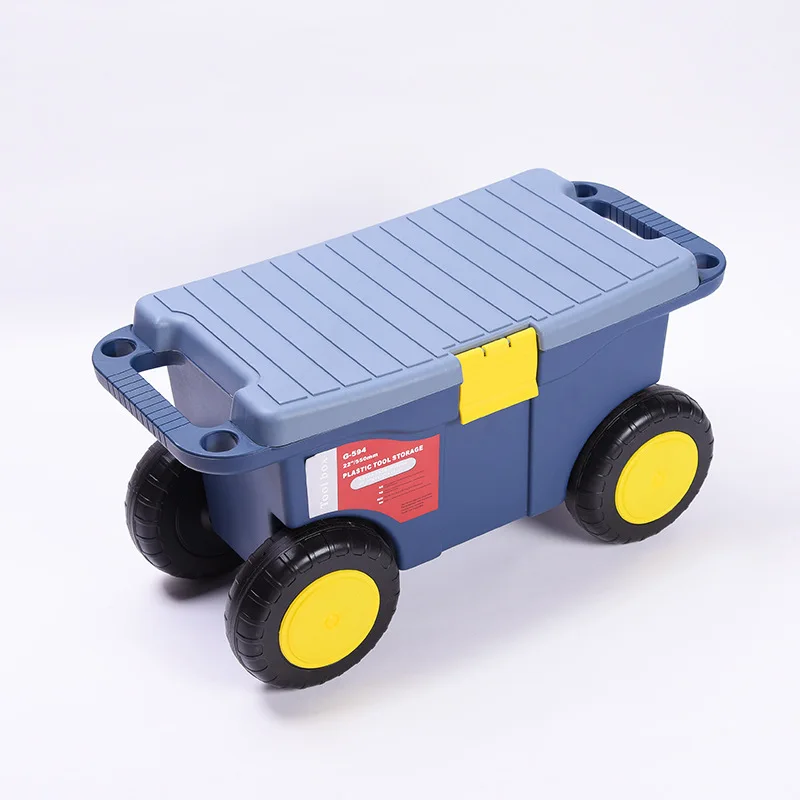 Plastic-Rolling-Garden-Seat-Storage-Box-Carts-with-Wheels-Garden-Cart ...