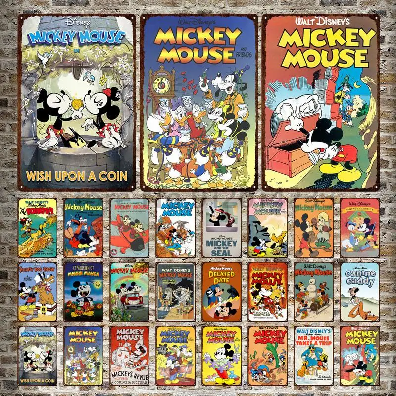 Disney Vintage Tin Plates | Tin Signs Retro Cartoons | Mickey Mouse Tin ...