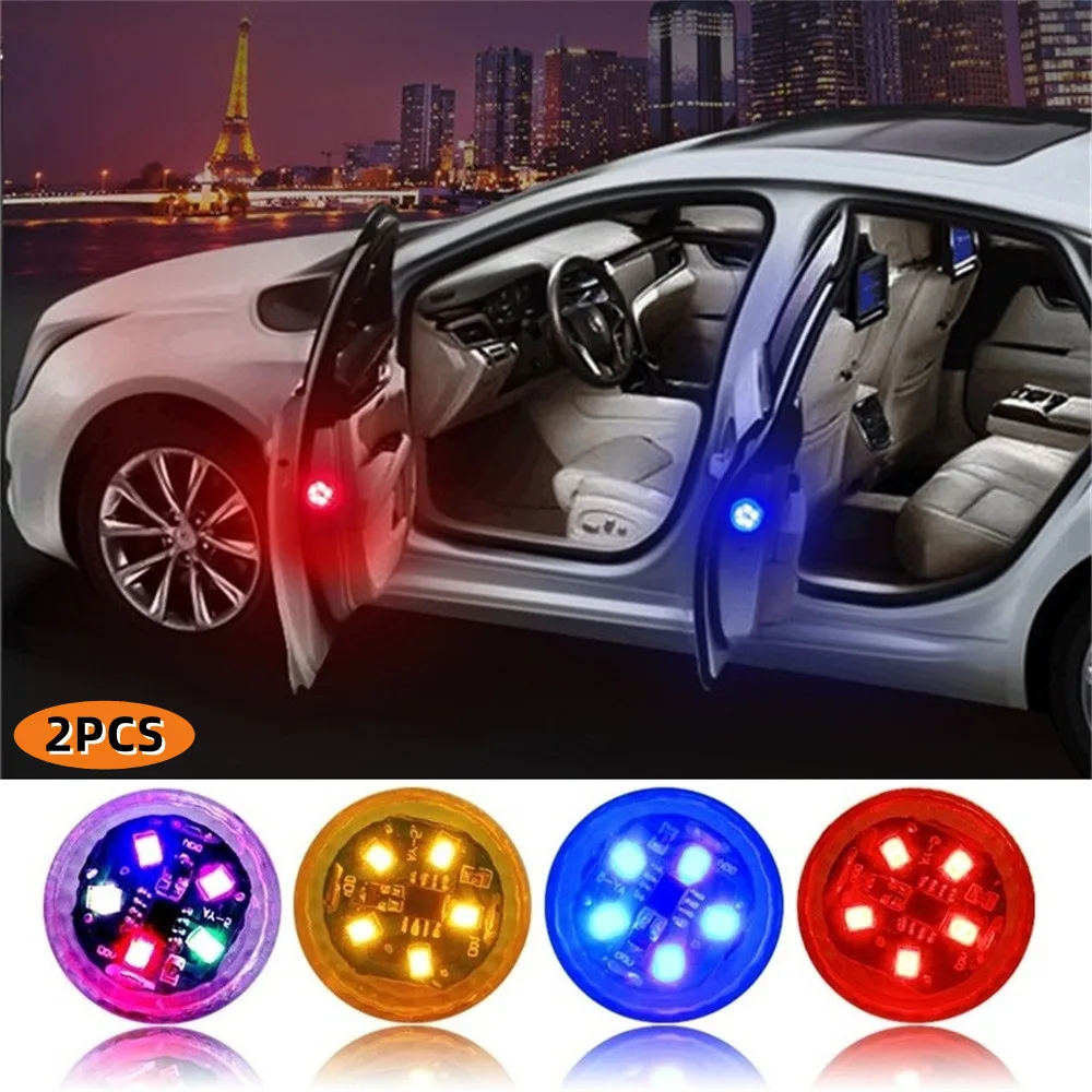 2pcs-Mini-LED-Car-Door-Warning-Light-Wireless-Magnetic-Sensor-Anti-Rear ...