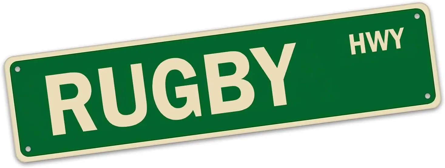 Rugby HWY Metal Tin Sign Funny Vintage Slim Street Tin Signs 16 x 4 ...