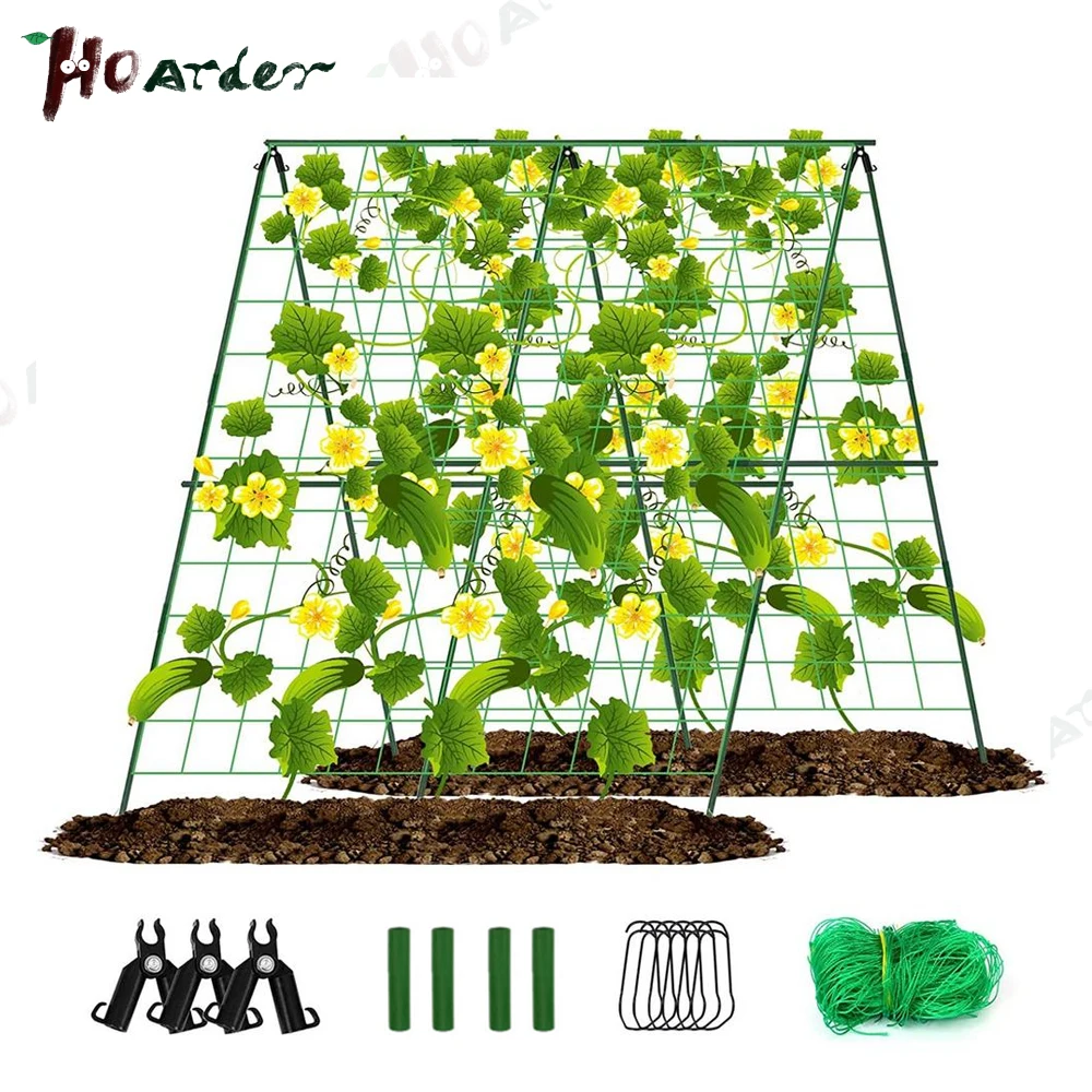 Cucumber Trellis Set A-Frame For Garden Vegetable Plant Grow Supports ...