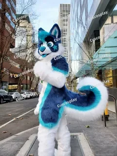 Navidad-azul-blanco-Fursuit-Husky-Fox-perro-mascota-disfraz-Halloween ...