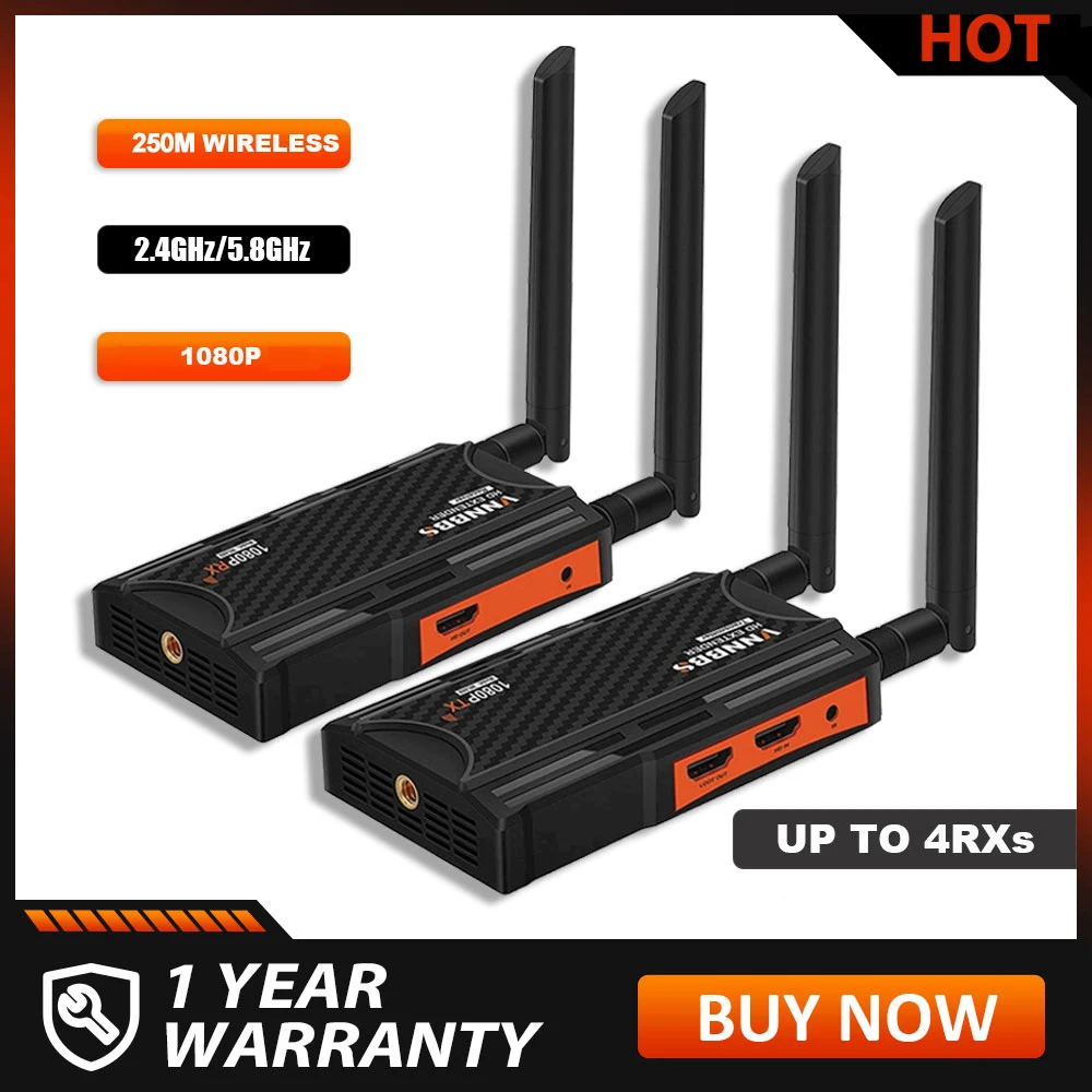 Sem fio HDMI compatível Extender kit 1080P 250M 5.8Ghz Vídeo ...