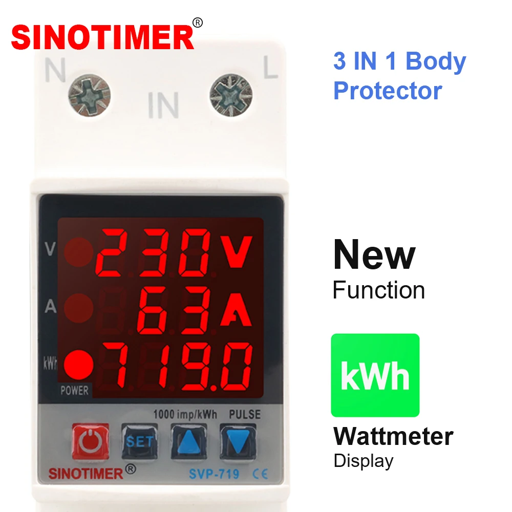 Brand New 3 IN1 Display Adjustable Over Under Voltage Surge Protector ...