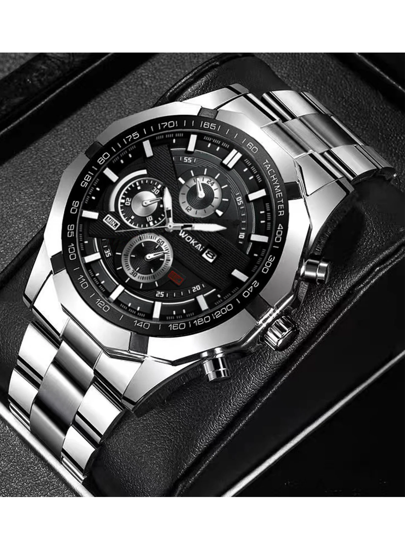 Men's business bar scale dial steel band Watch Quartz Watch ...