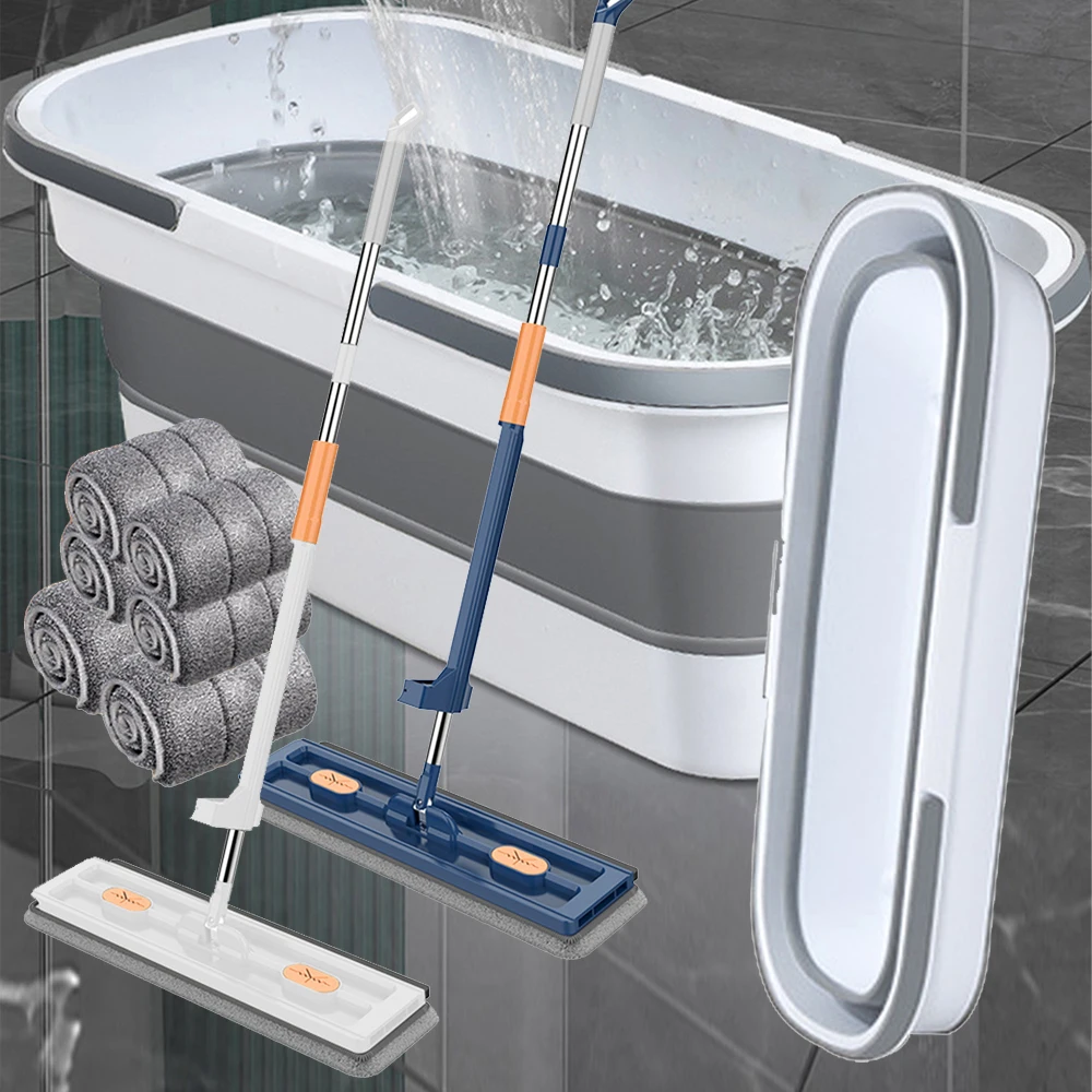 Large-Flat-Mop-Self-contained-Slide-Microfiber-Floor-Mop-Wet-and-Dry ...