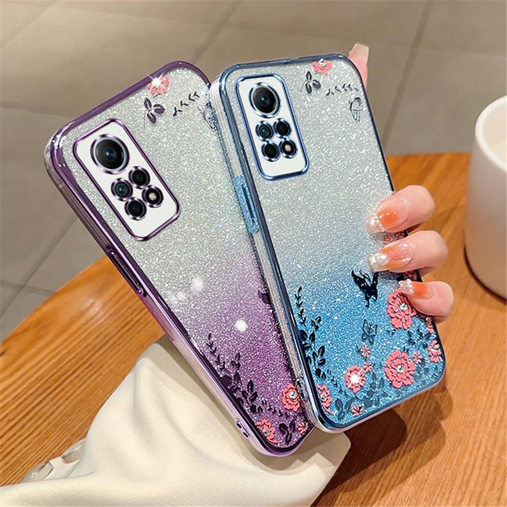 Funda-de-tel-fono-con-purpurina-carcasa-con-diamantes-mariposas-y ...
