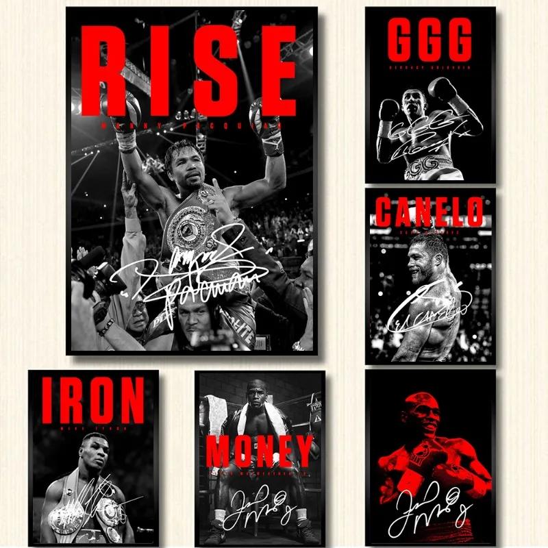 Black and White Boxing Legends Poster Canelo Alvarez Tyson Floyd Boxer ...