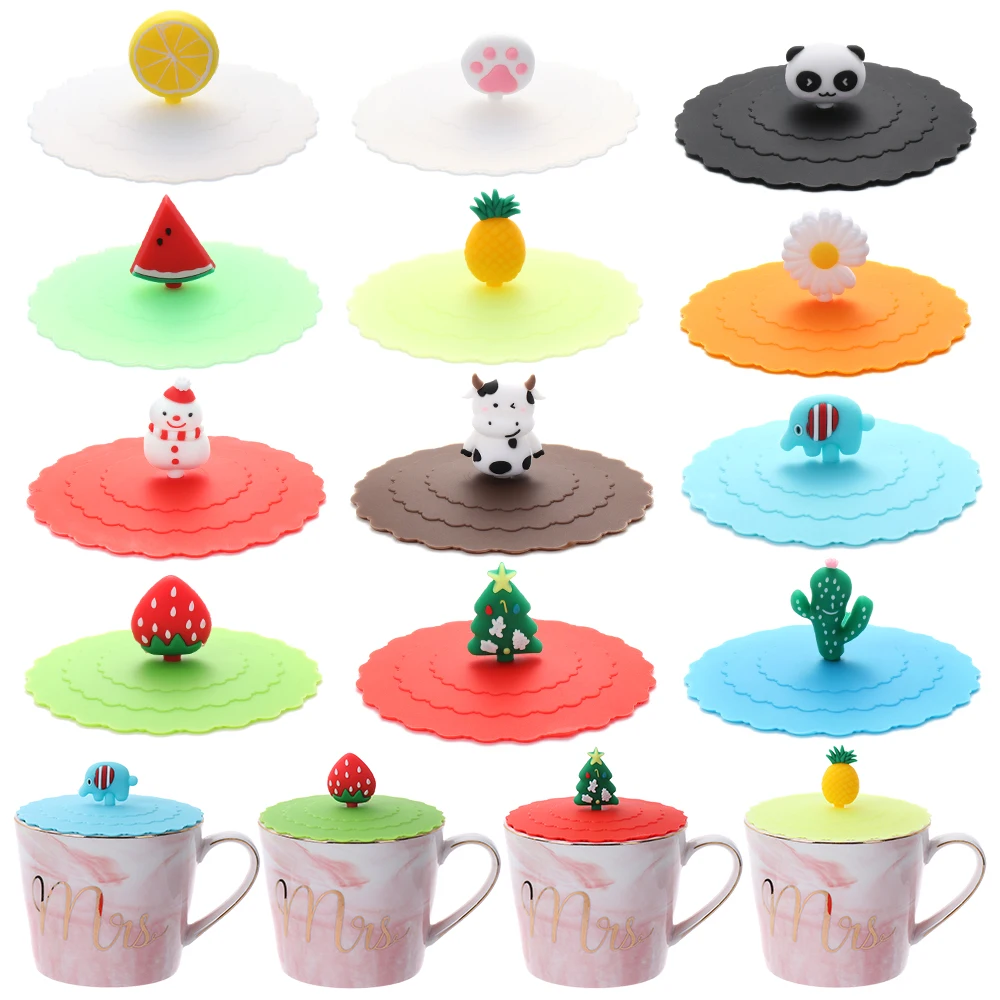 10cm-Cartoon-Cute-Silicone-Cup-Cover-Heat-resistant-Leak-Proof-Sealed ...