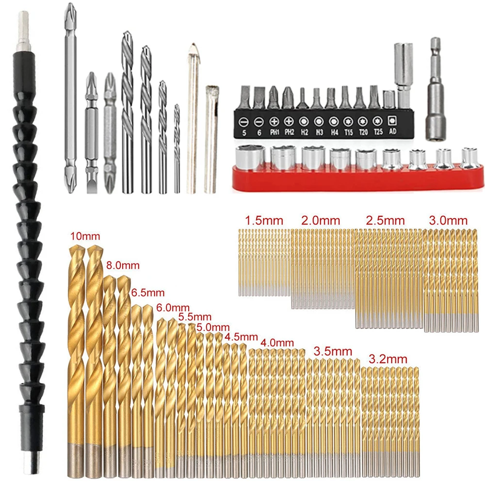 99pcs Electric Drill Accessories Set Titanium 135° Boring Drill Bits ...