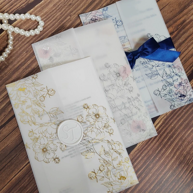 Wedding Invitation Sleeve Rose Design | Invitation Cards Wedding ...