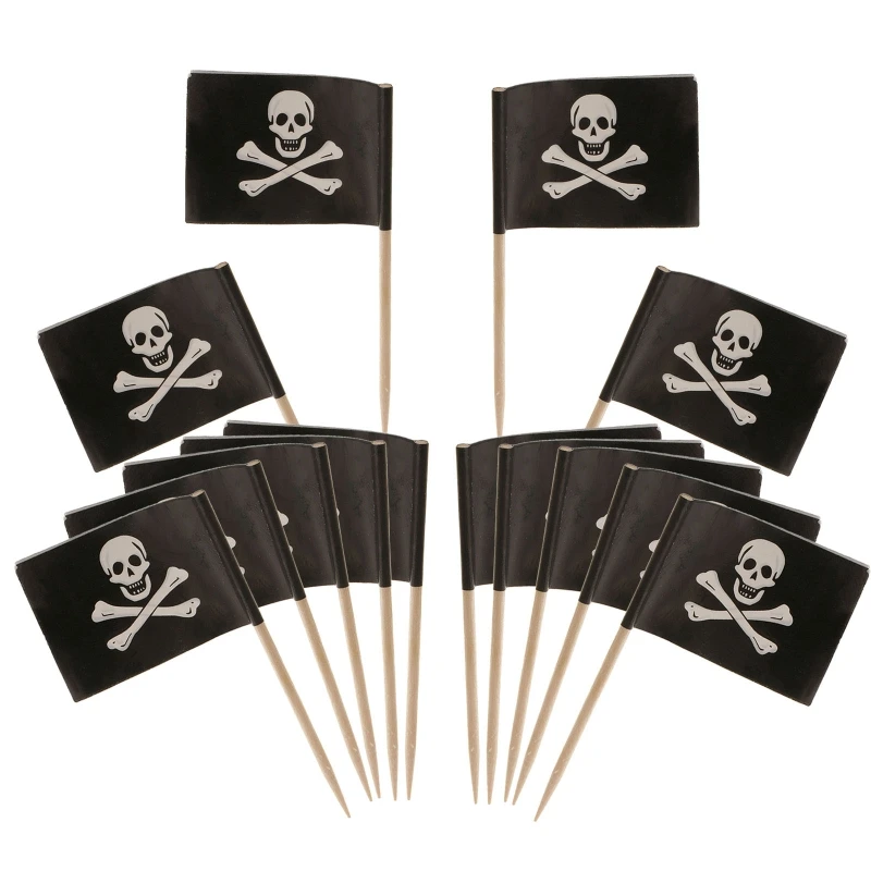 100-Pcs-Pirate-Skull-Flag-Toothpicks-Flags-Cake-Toppers-Cocktail ...