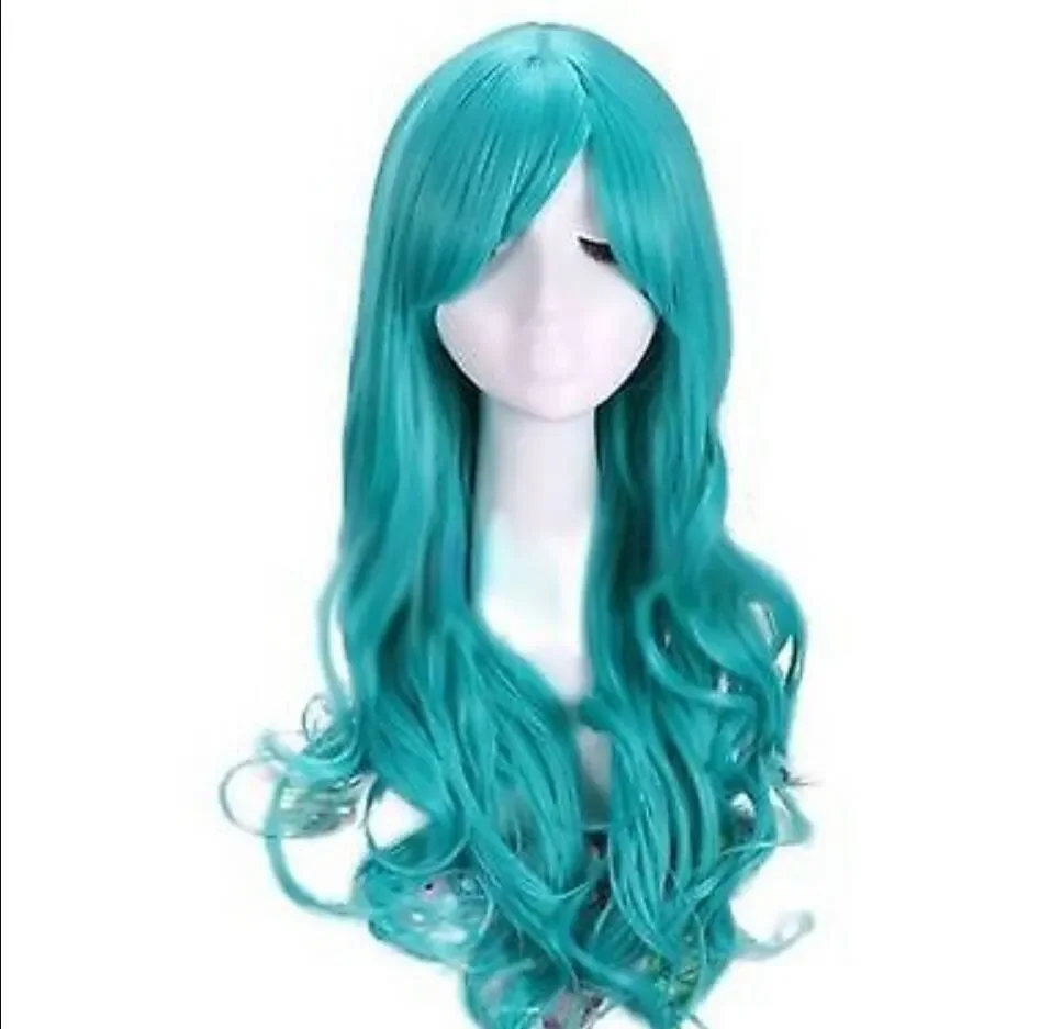 WIG-Fashion-Women-60cm-long-Dark-Turquoise-blue-body-Wavy-Cosplay-party ...