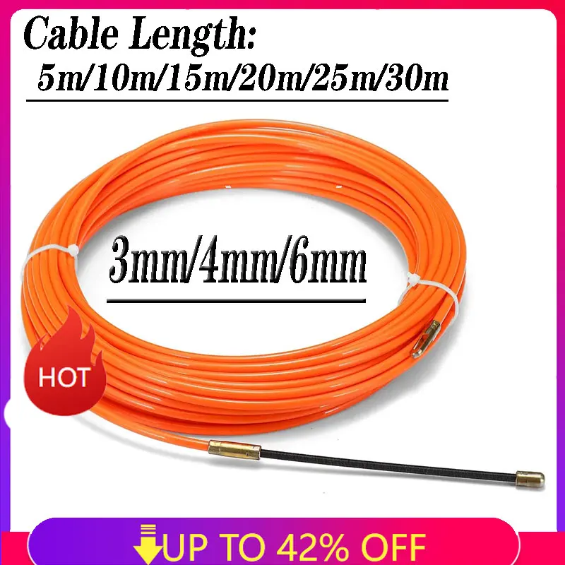 3mm/4mm/6mm Fiberglass Wire Cable Puller Fish Tape Reel Conduit Ducting ...