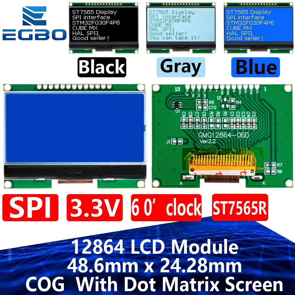 EGGO-LCD12864-12864-06D-12864-LCD-Module-COG-With-Chinese-Font-Dot ...