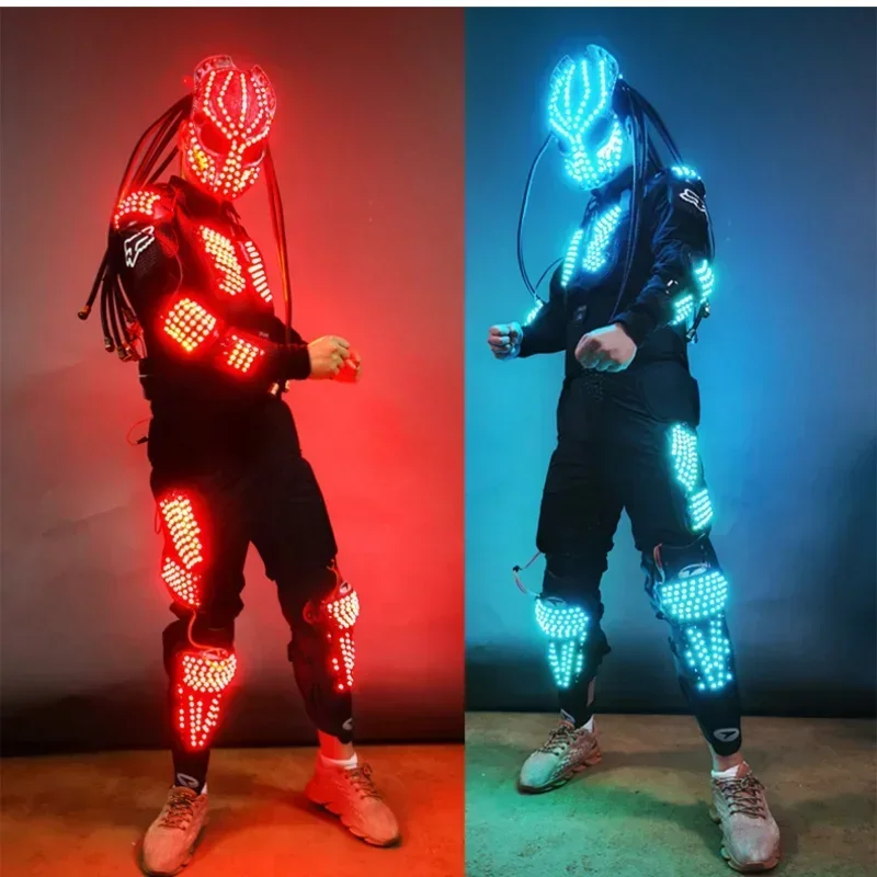 LED Costume Man Punk Warrior Robot Cosplay Helmet Armor Clothes ...