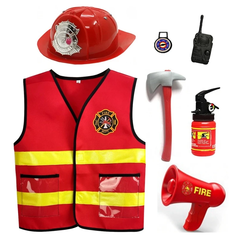 Kids Firefighter Cosplay Little Fireman Firemen Costume For Boy Child ...