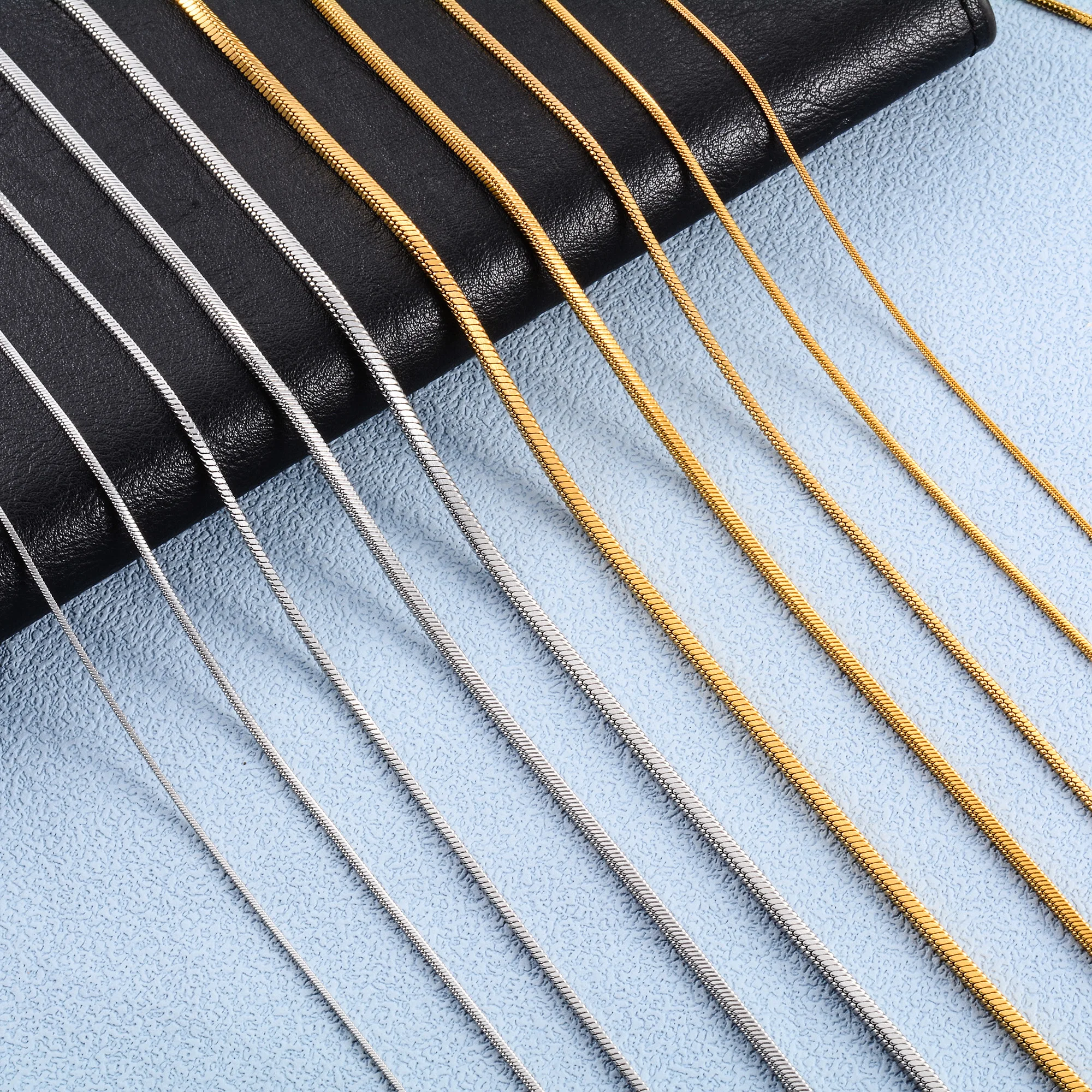 Stainless-Steel-Long-Necklace-for-Women-Men-Square-Snake-Chain-on-Neck ...