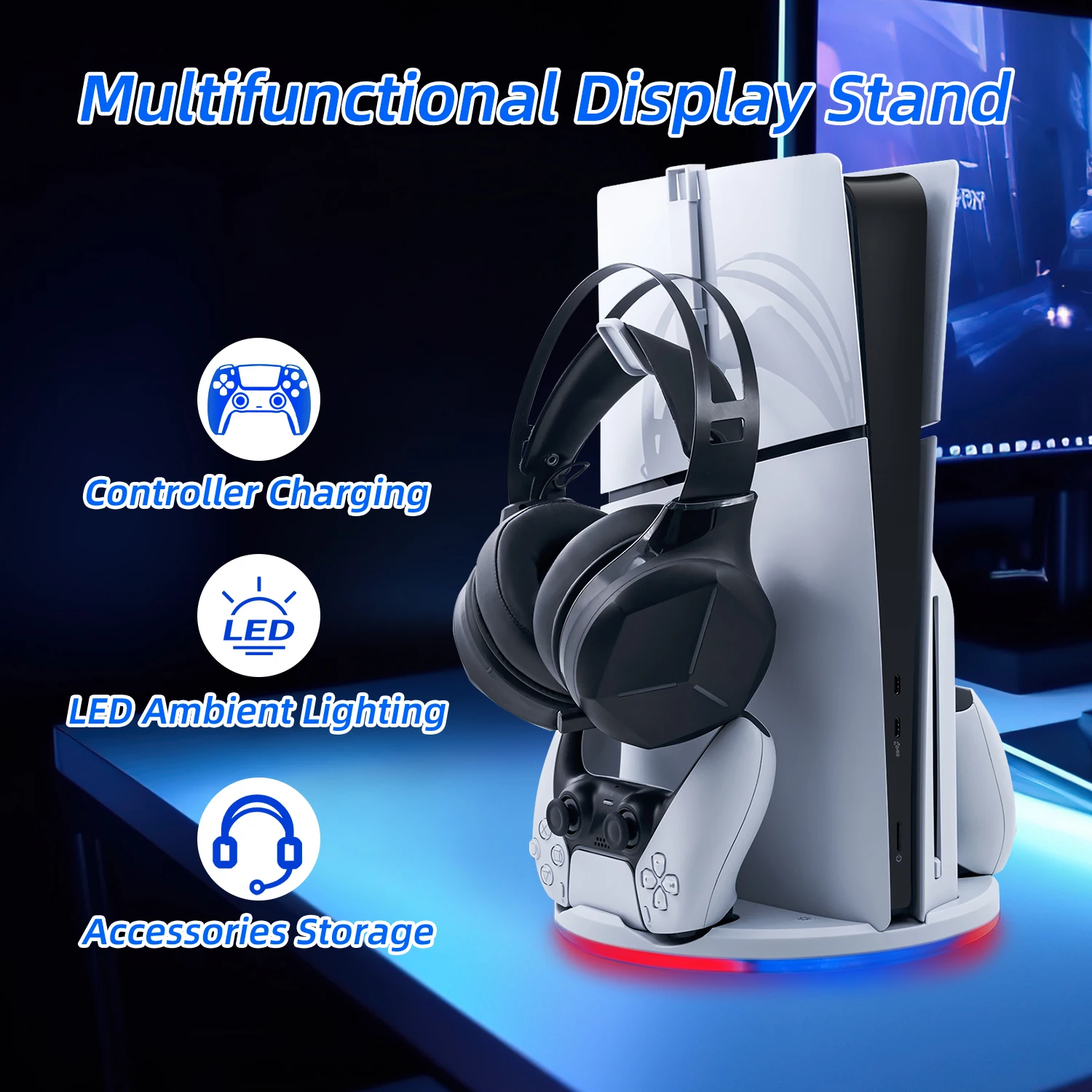 LED-Display-Stand-with-Dualsense-Dual-Controller-Charger-Dock-Station ...