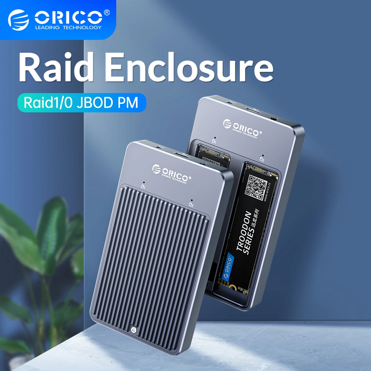 ORICO LSDT RAID 듀얼 베이 M.2 SSD 인클로저 케이스, M2 NGFF SATA SSD 지원, PM, RAID 0 ...