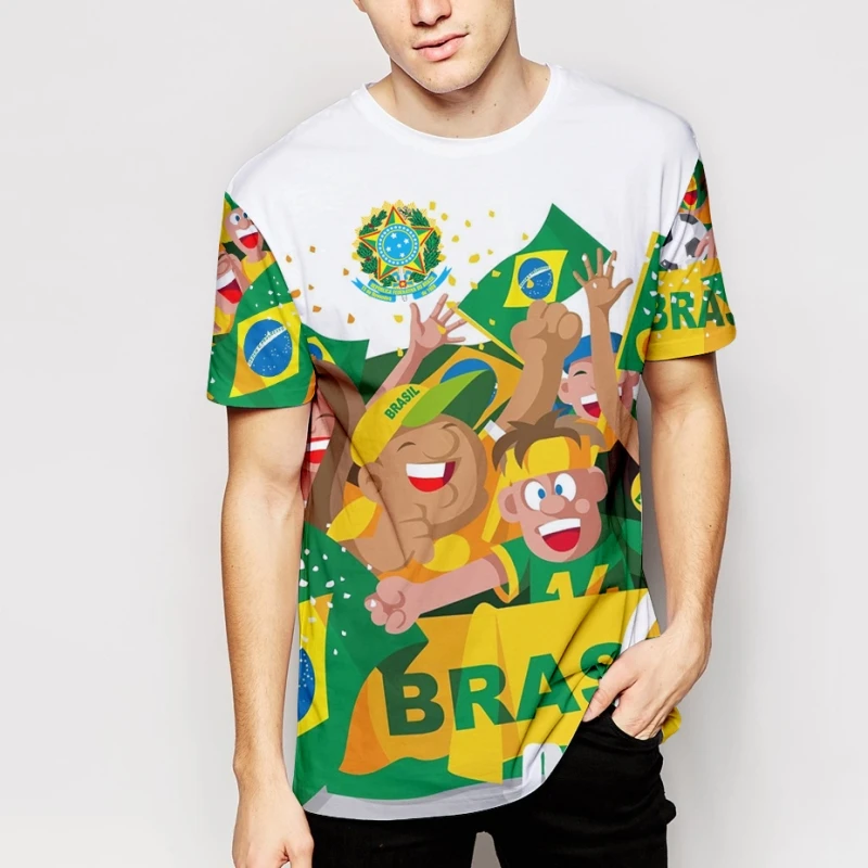 New-Brazil-Flag-Football-T-shirt-3D-Print-Brazil-Cartoon-Casual-Short ...