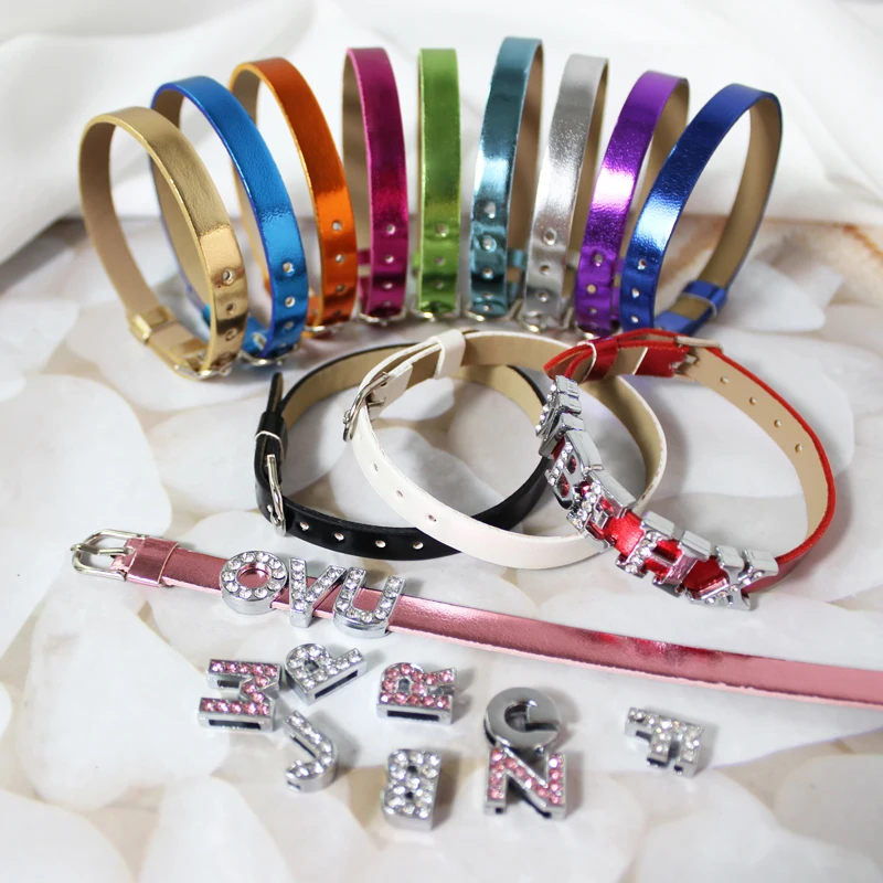 Through-Slide-Charms-Letters-Alphabet-Pearlite-Layer-Bracelet-Wristband ...