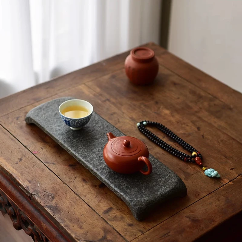 Stone Stand Teapot Tray Natural Black Basalt Handcrafted Artistic Zen ...