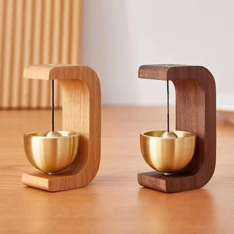 Magnetic Wood Doorbell Chime Hanging Wooden Wind Chimes Copper Bell ...