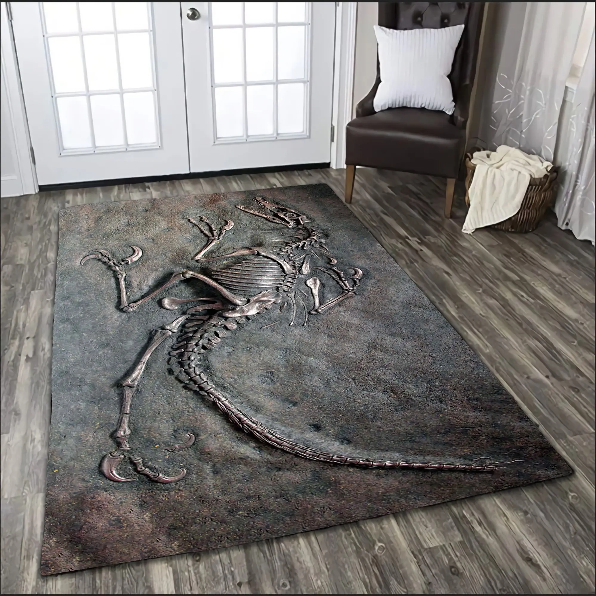 Home Decoration 3D Floor Mat Dinosaur Fossil Art Premium Rug Square ...