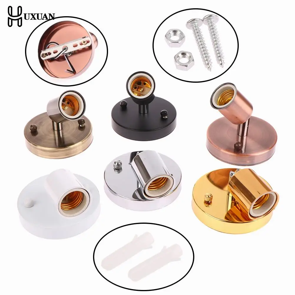 1pcs Black White Silver Bronze Lamp Base E27 Light Socket Antique Metal ...