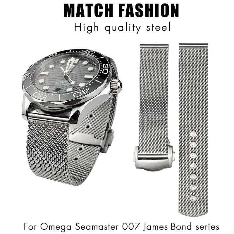 Stainless-Steel-Woven-Watchband-20mm-for-Omega-007-No-Time-to-Die ...